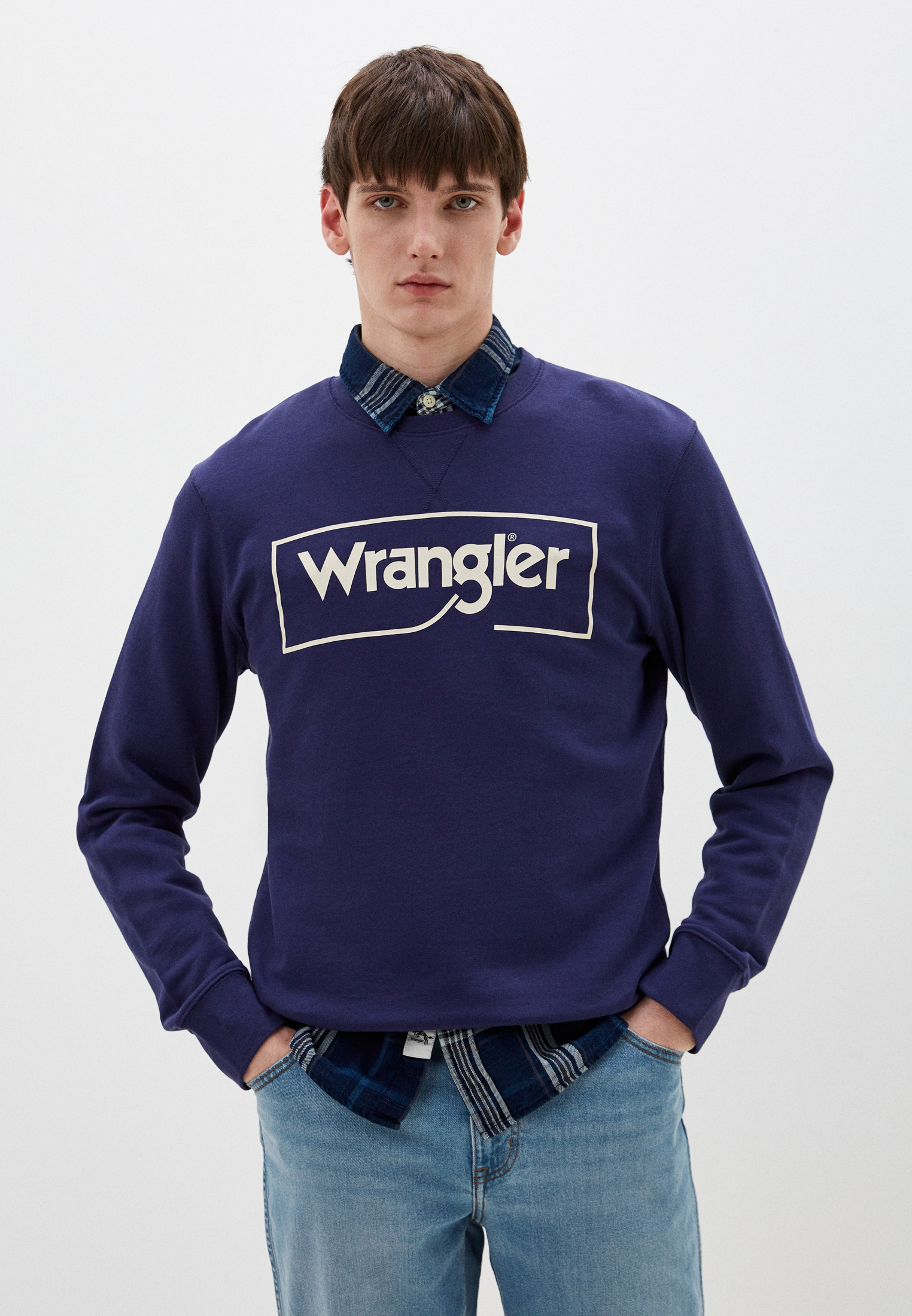 Свитшот Wrangler, цвет: синий, RTLADD535701 — купить в интернет ...