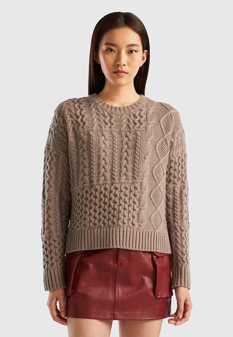 Джемпер United Colors of Benetton, цвет: коричневый, RTLADD625301 ...