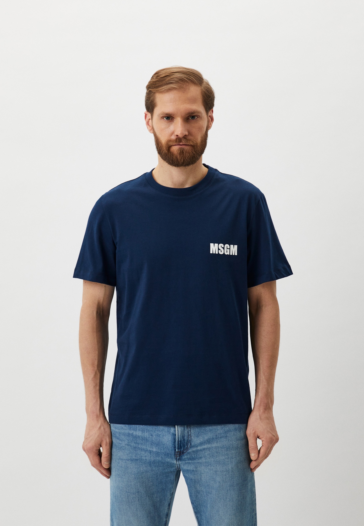 Футболка MSGM, цвет: синий, RTLADE916301 — купить в интернет-магазине ...