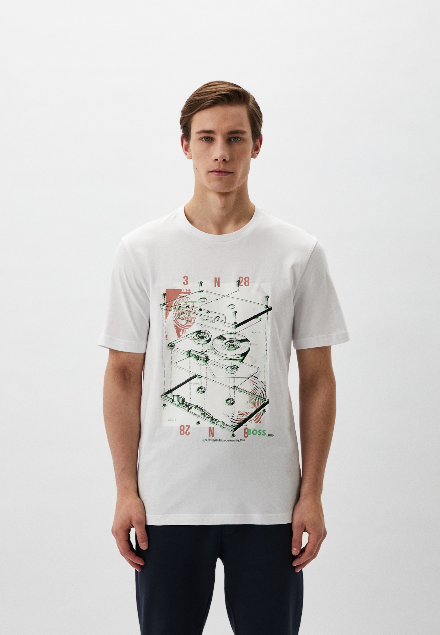 Футболка Boss Te_Cassette, цвет: белый, RTLADH194601 — купить в ...