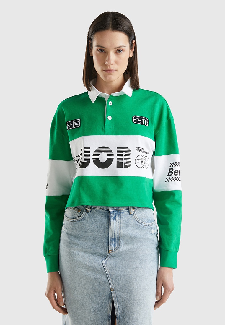 Поло United Colors Of Benetton цвет зеленый Rtladl005601 — купить в
