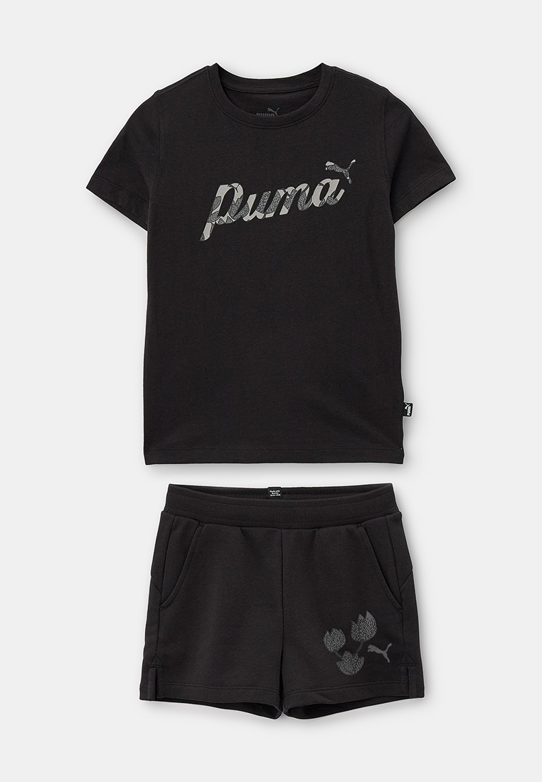 Костюм спортивный PUMA BLOSSOM Tee & Shorts Set G, цвет: черный ...