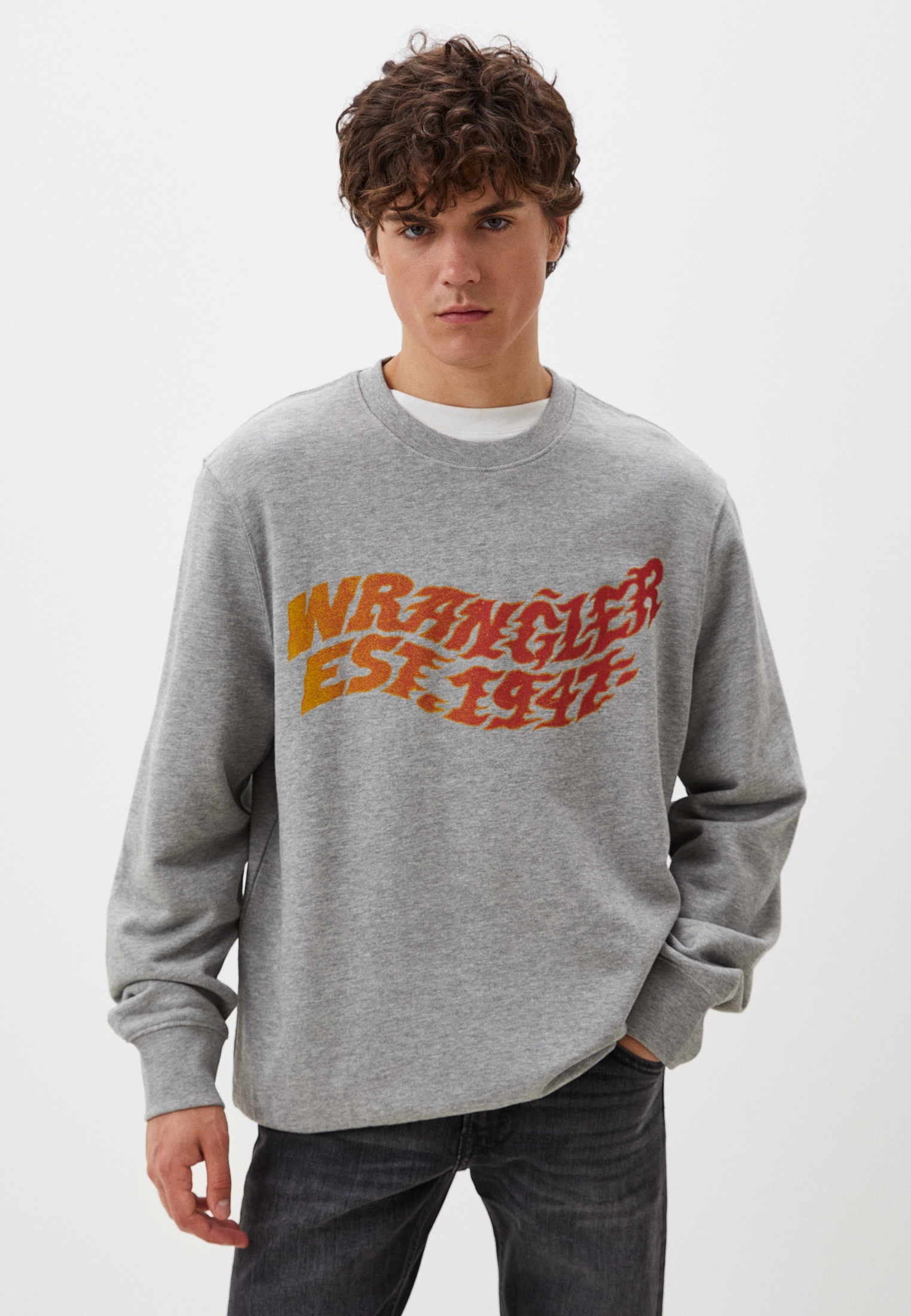 Свитшот Wrangler RELAXED FIT, цвет: серый, RTLADN302601 — купить в ...