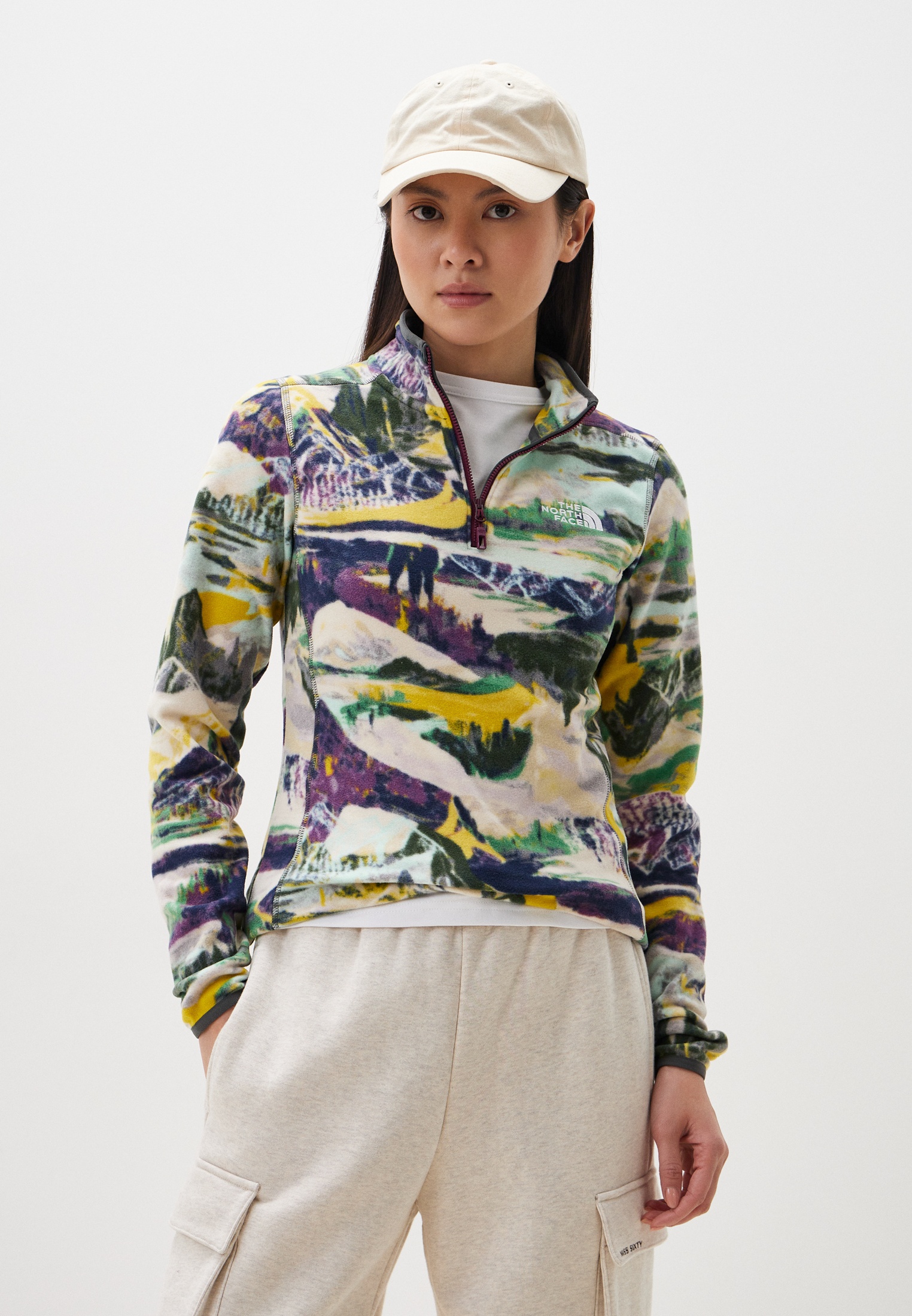 Олимпийка The North Face W 100 Glacier Printed 1/4 Zip, цвет ...