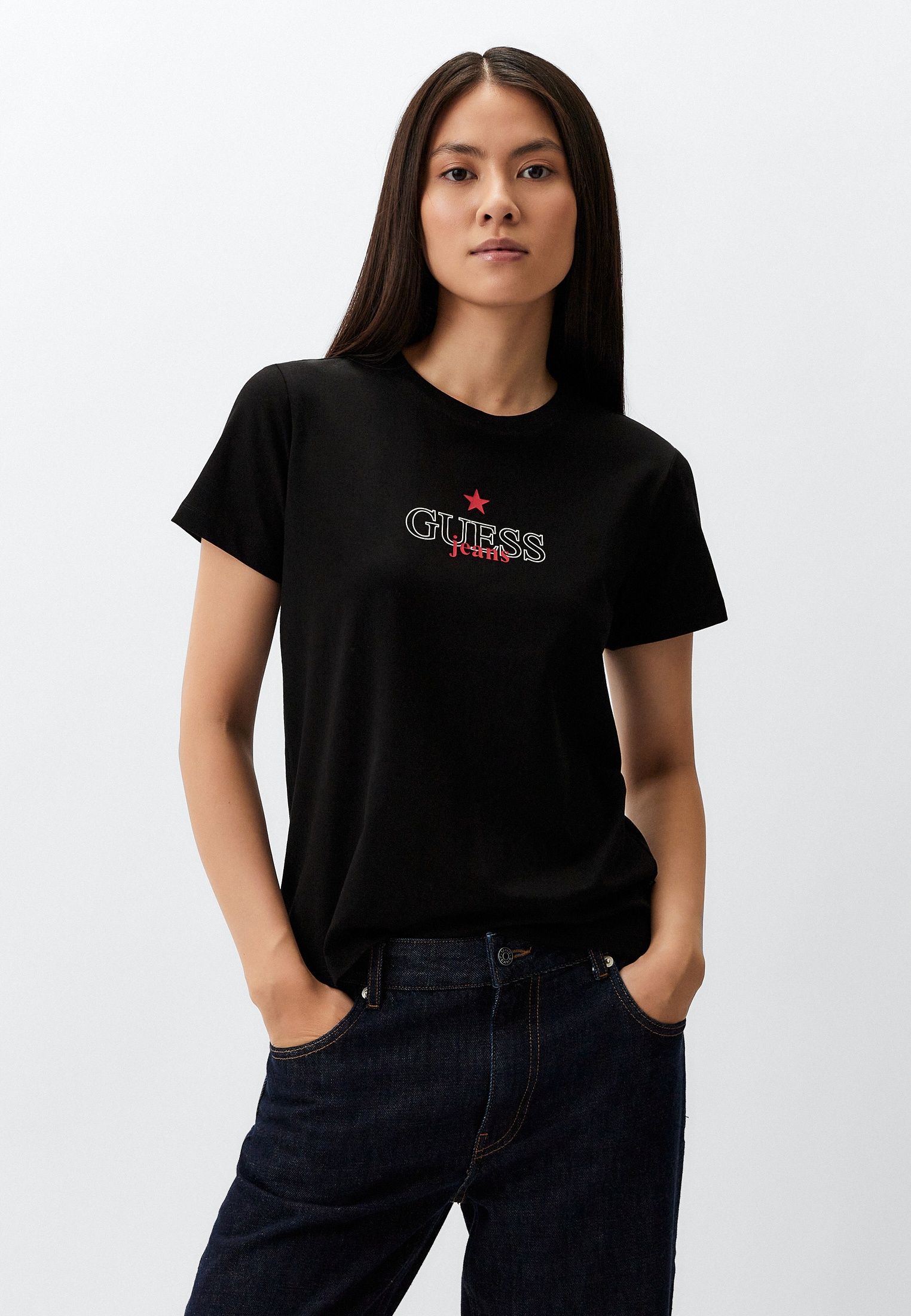 Футболка Guess Jeans, цвет: черный, RTLADP261901 — купить в интернет ...