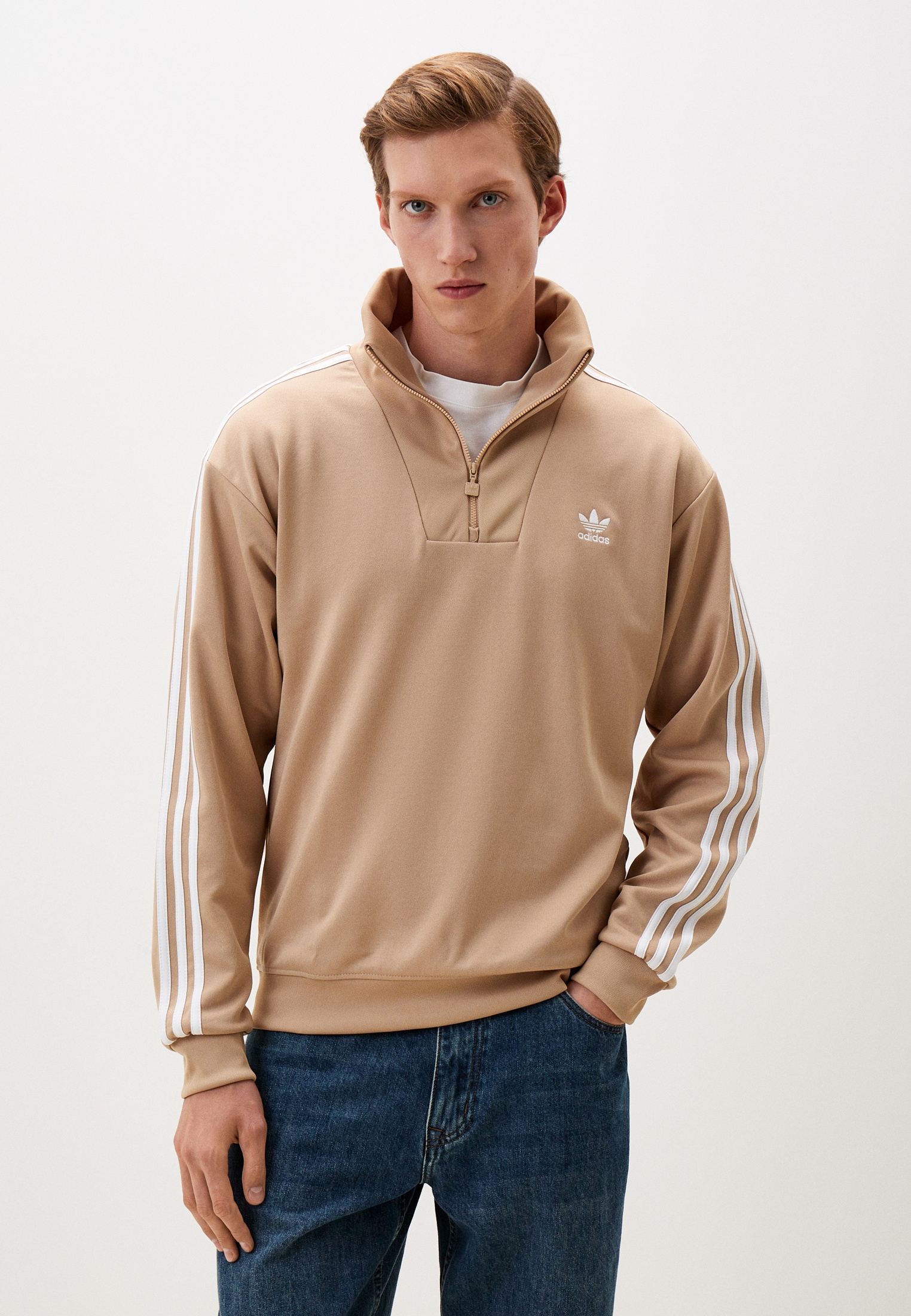 Олимпийка adidas Originals funnelneck TT, цвет: бежевый, RTLADP511501 ...