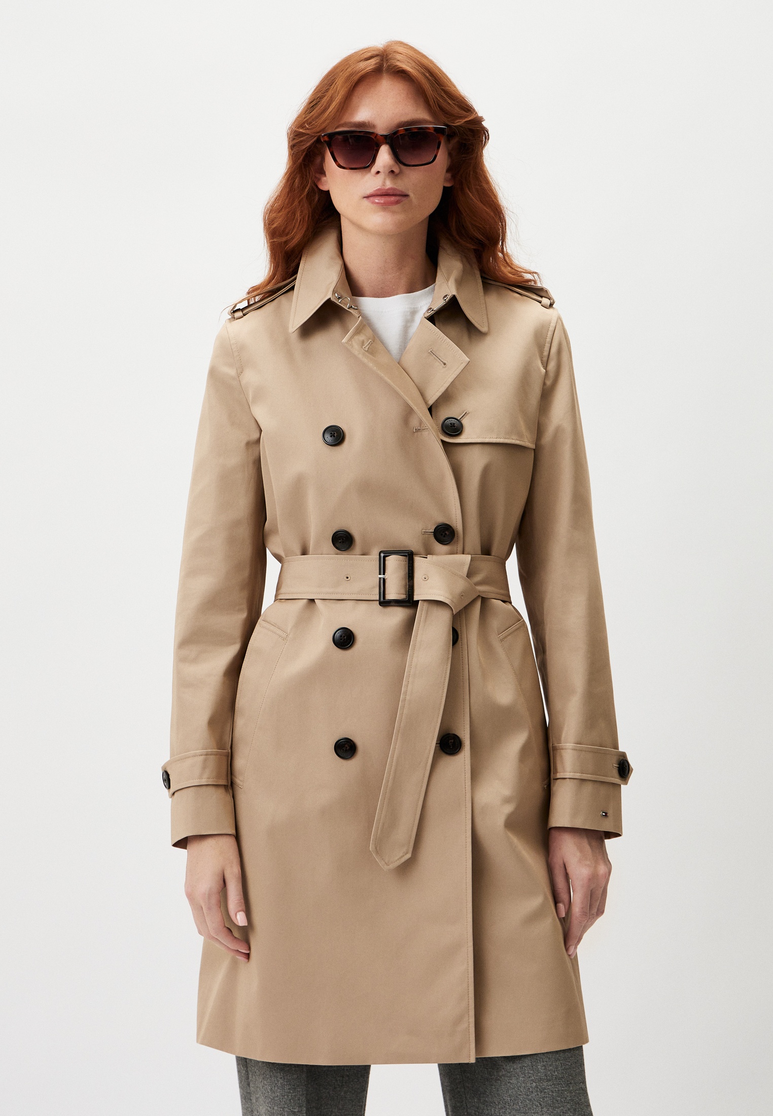 Плащ Tommy Hilfiger, цвет: бежевый, RTLADQ257701 — купить в интернет ...