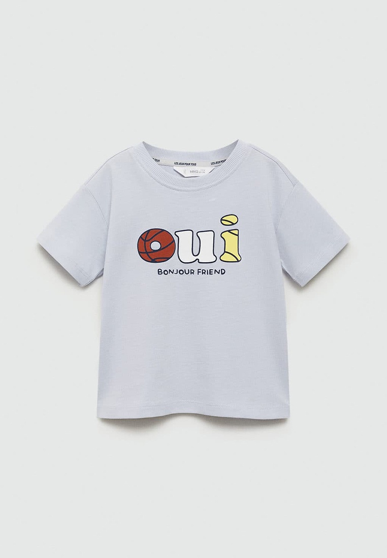 Футболка Mango Kids OUI, цвет: голубой, RTLADQ367901 — купить в ...