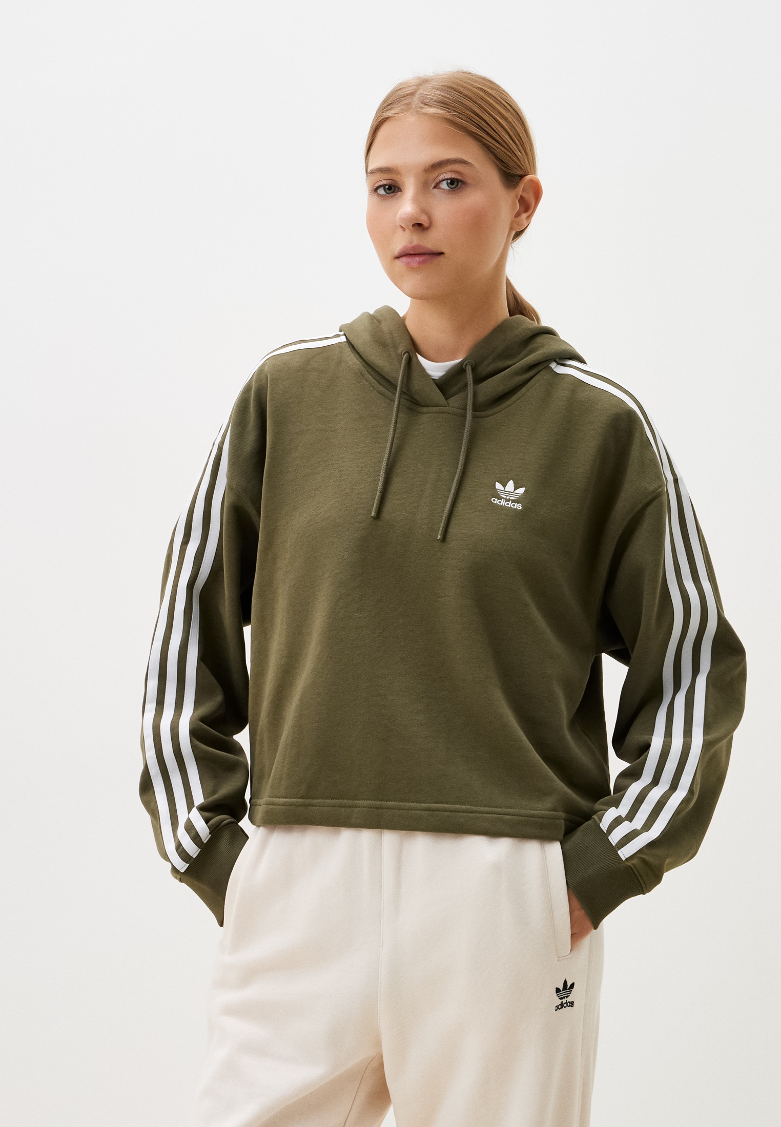 Худи adidas Originals 3S SHORT HOODIE, цвет: хаки, RTLADQ429301 ...