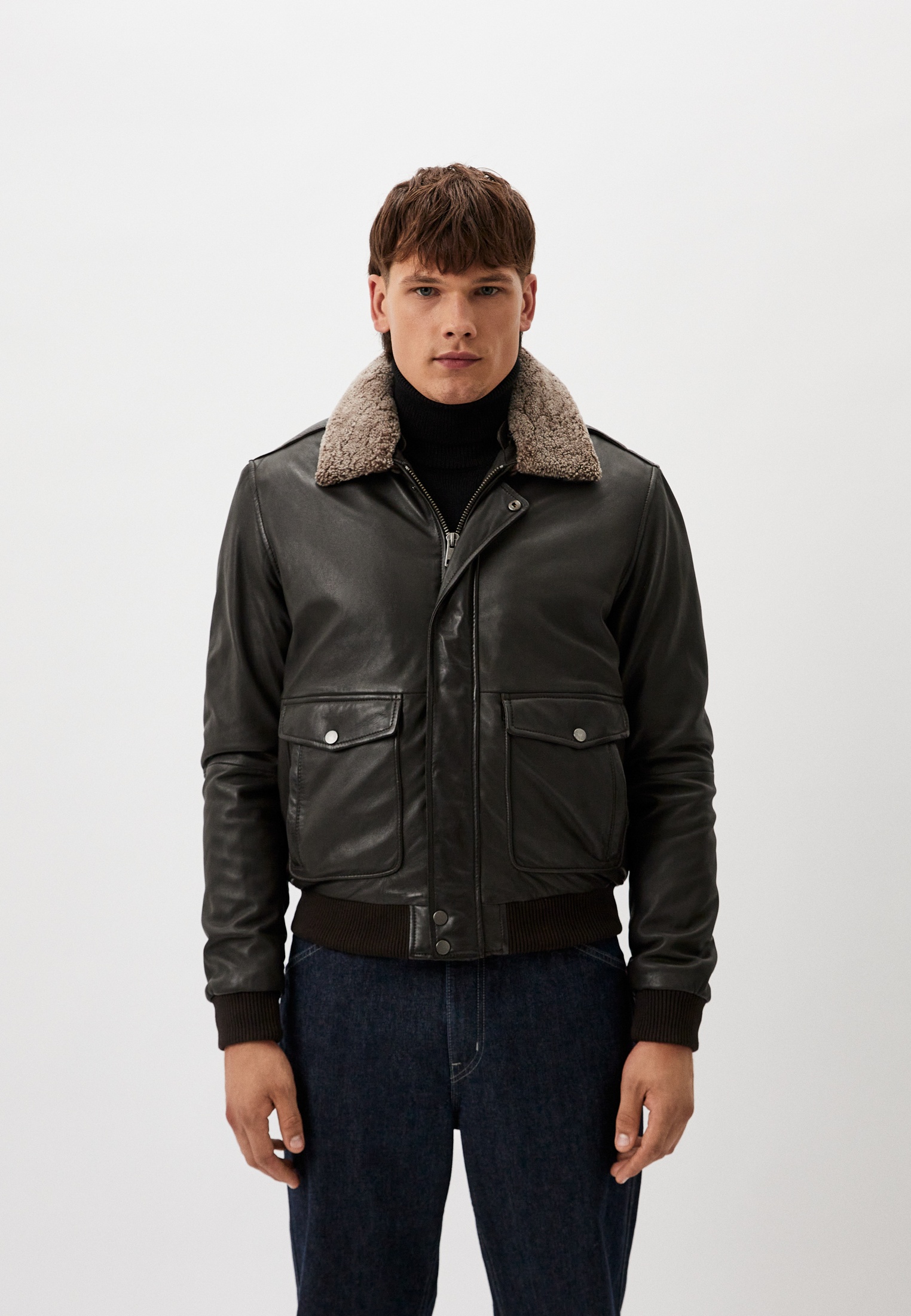 Куртка кожаная Serge Pariente, цвет: коричневый, RTLADQ787601 — купить ...