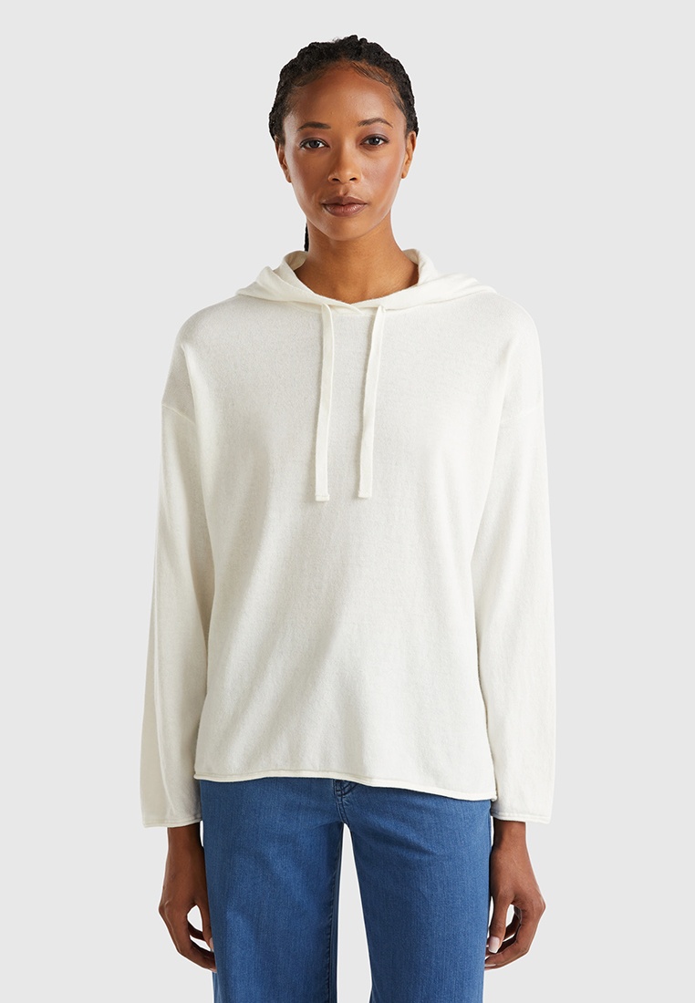 Худи United Colors of Benetton, цвет: белый, RTLADQ945201 — купить в ...