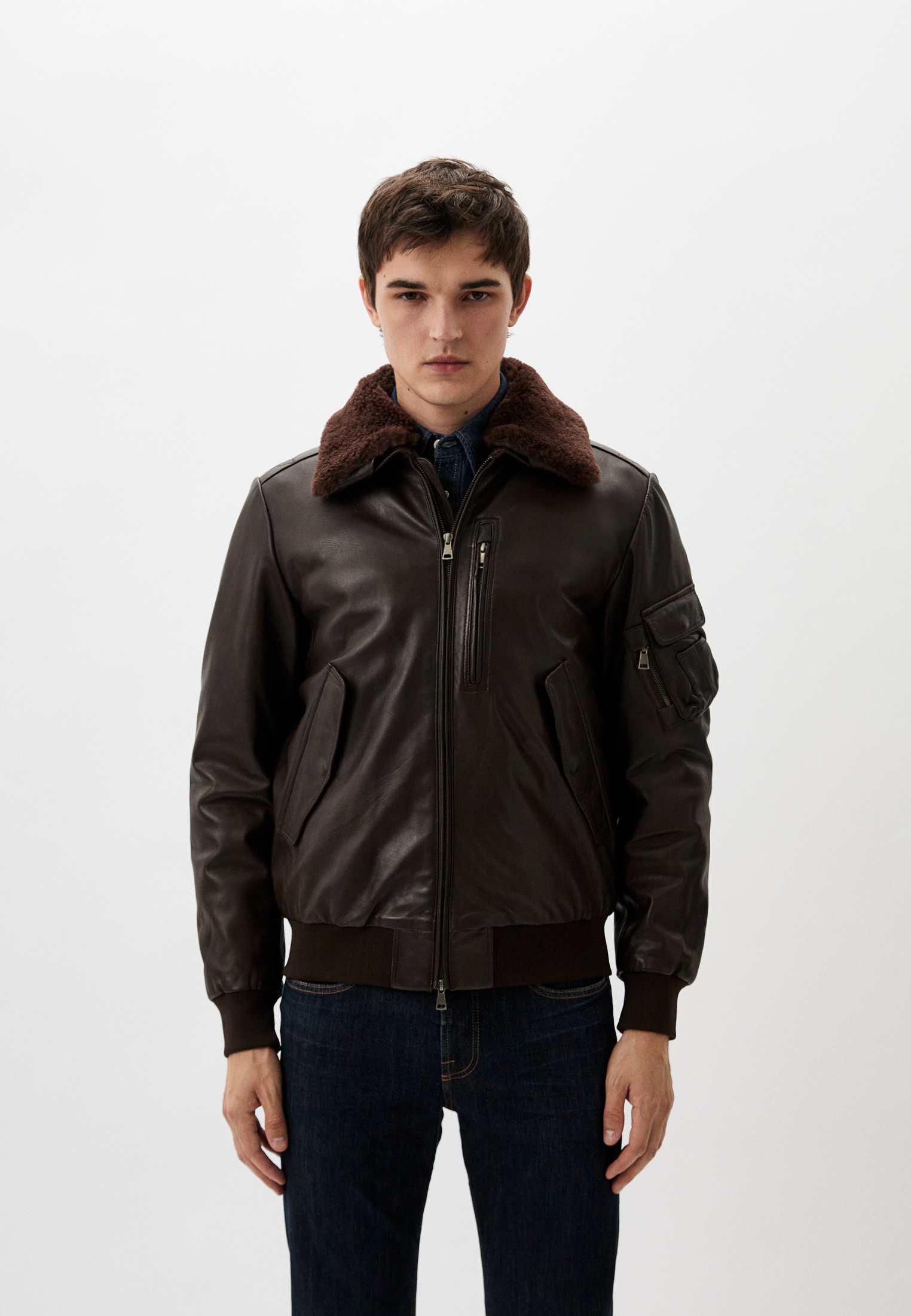 Куртка кожаная Blouson, цвет: коричневый, RTLADR155901 — купить в ...
