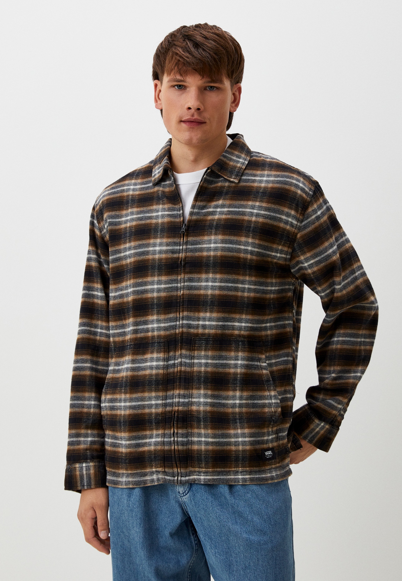 Рубашка Vans Montwood Zip Flannel, цвет: коричневый, RTLADR906901 ...