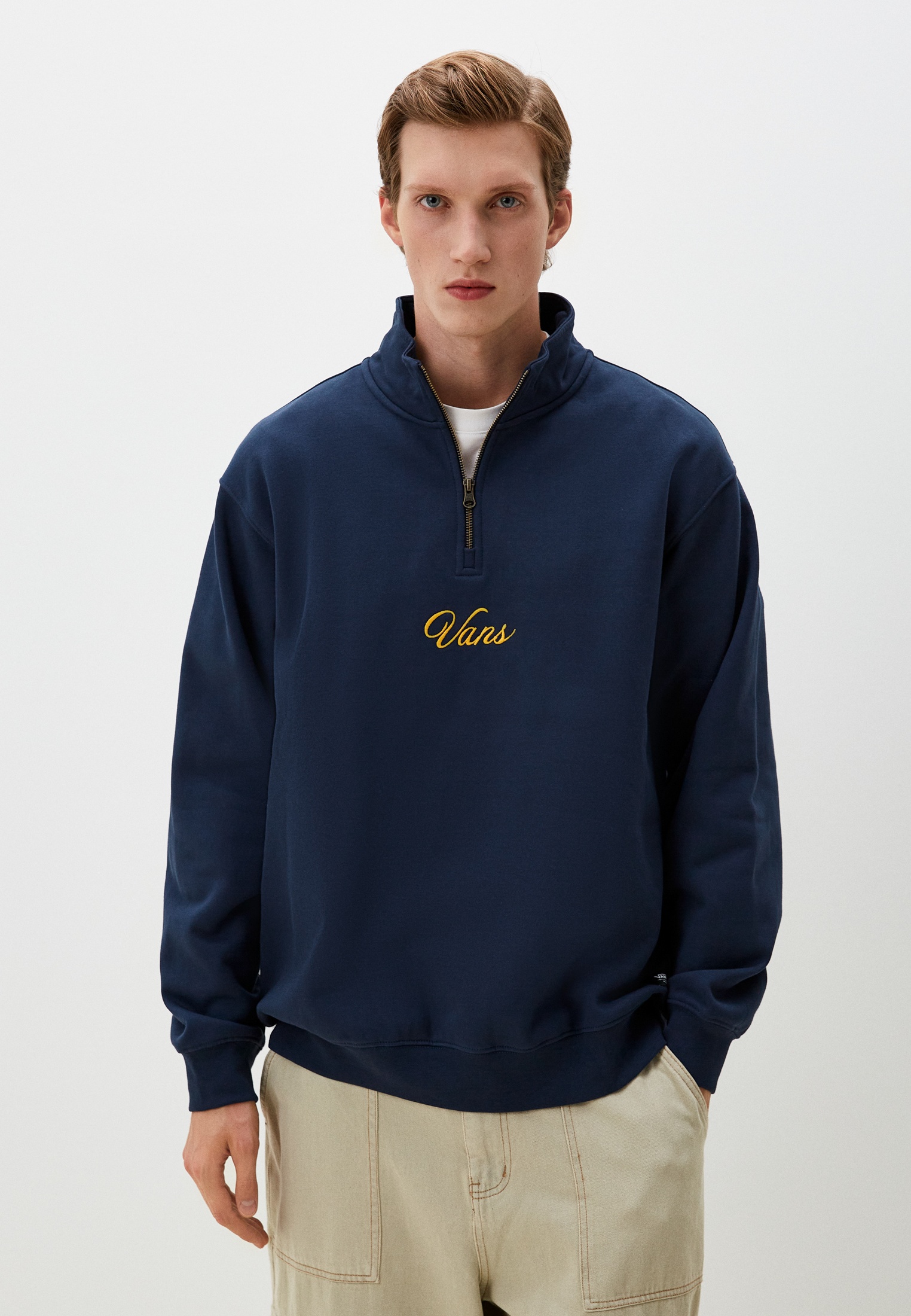 Олимпийка Vans Scripted Loose Fleece QZIP, цвет: синий, RTLADT336801 ...