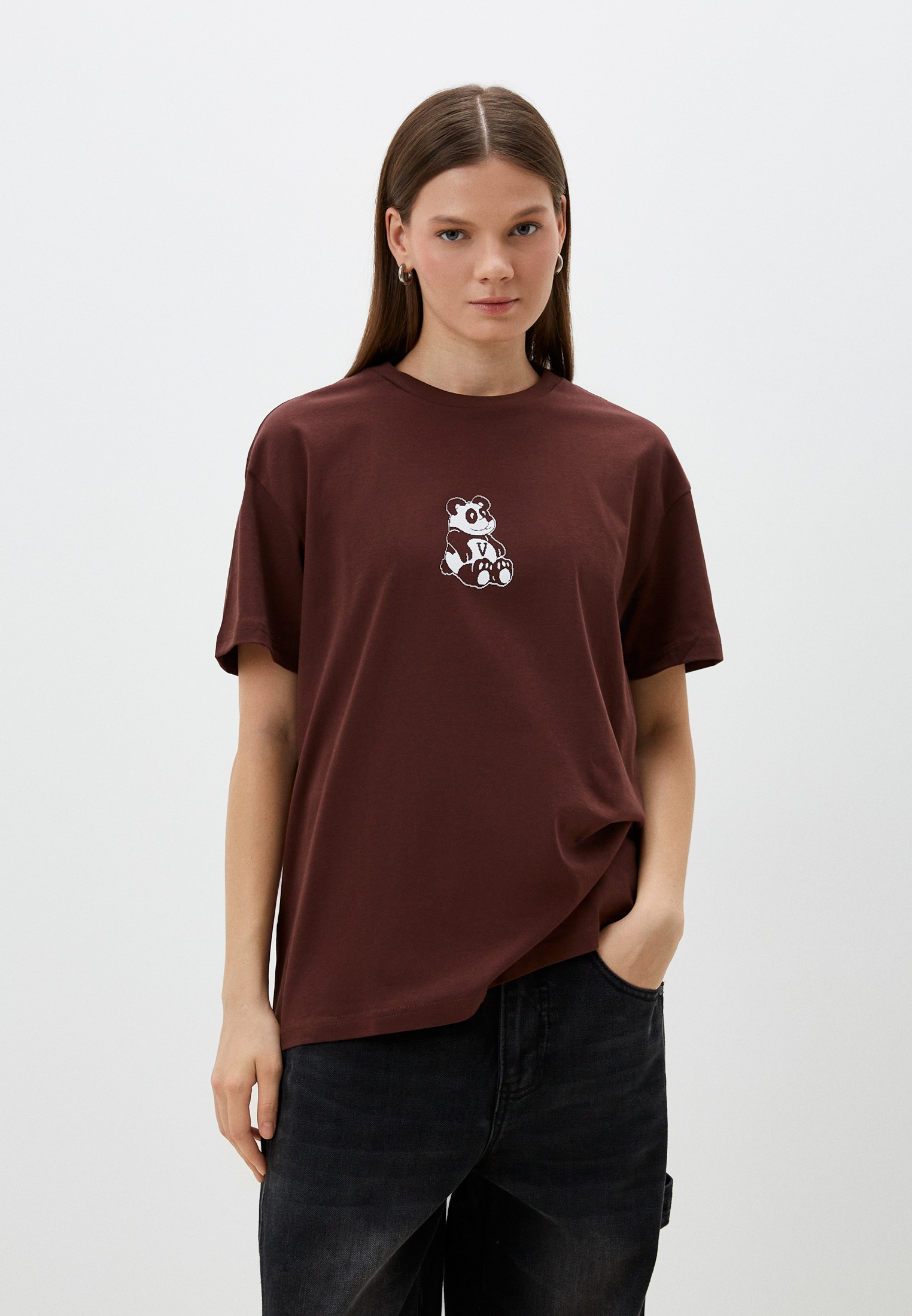 Футболка Vans V Panda Oversized, цвет: коричневый, RTLADT731801 ...