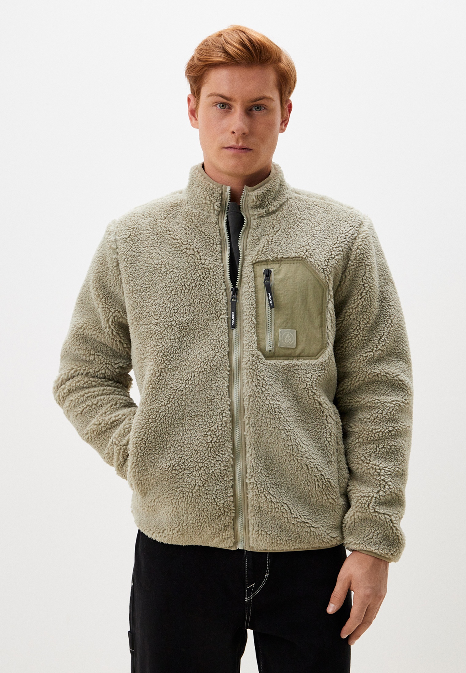 Куртка меховая Volcom Muzzer Fuzzar Zip, цвет: зеленый, RTLADX045601 ...