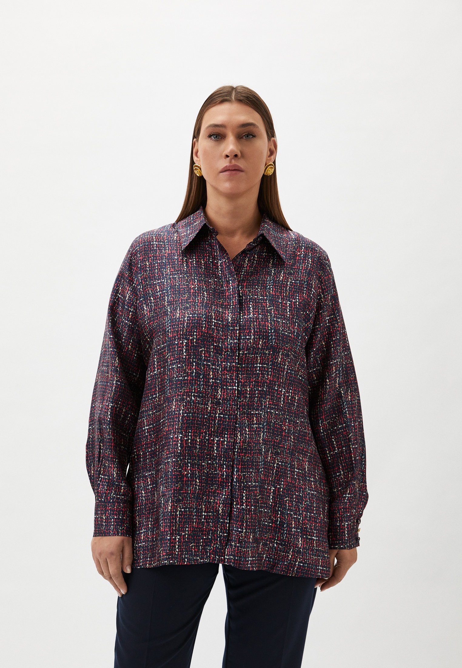 Блуза Marina Rinaldi, цвет: синий, RTLADX319301 — купить в интернет ...