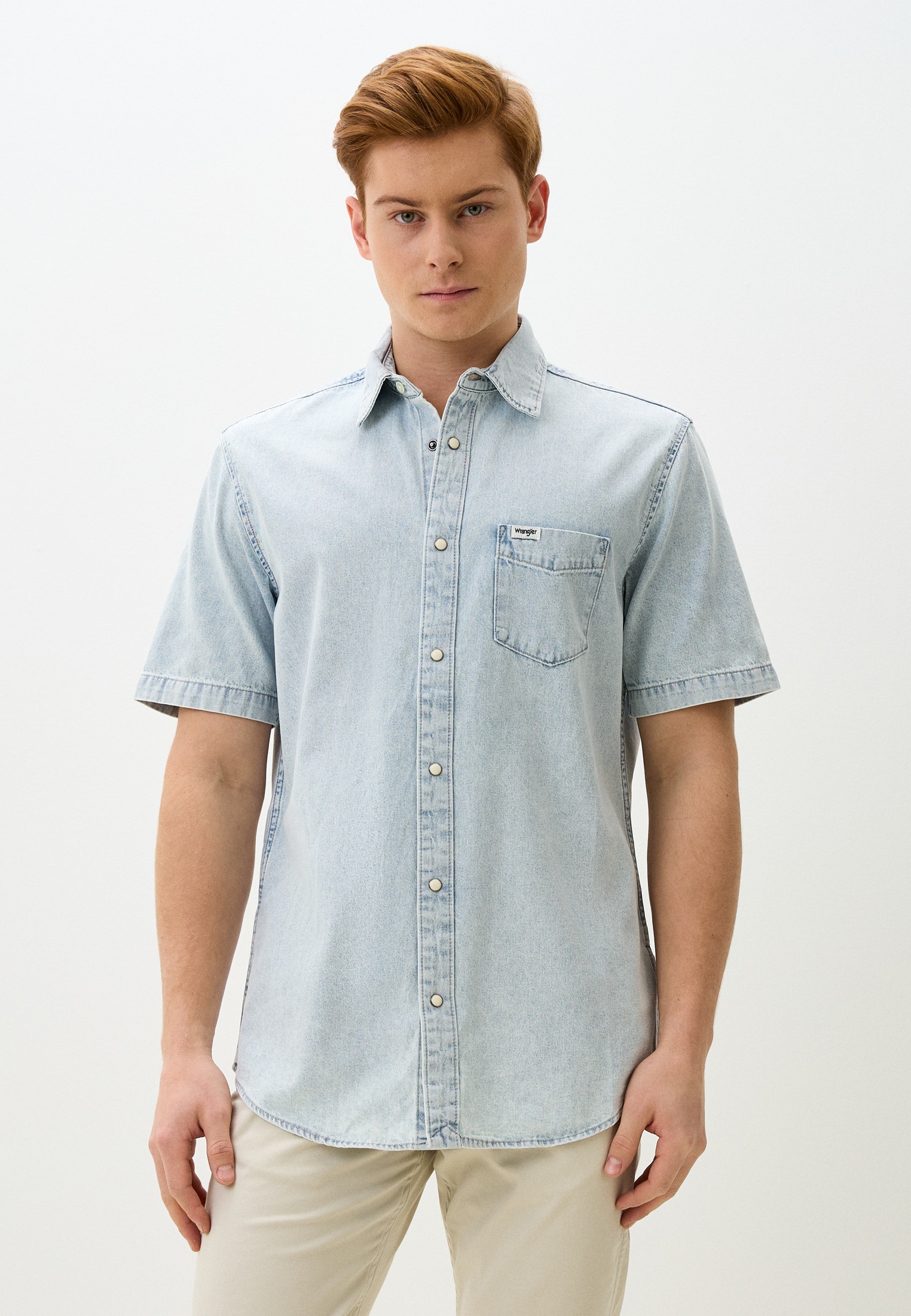 Рубашка джинсовая Wrangler, цвет: голубой, RTLADY553901 — купить в ...