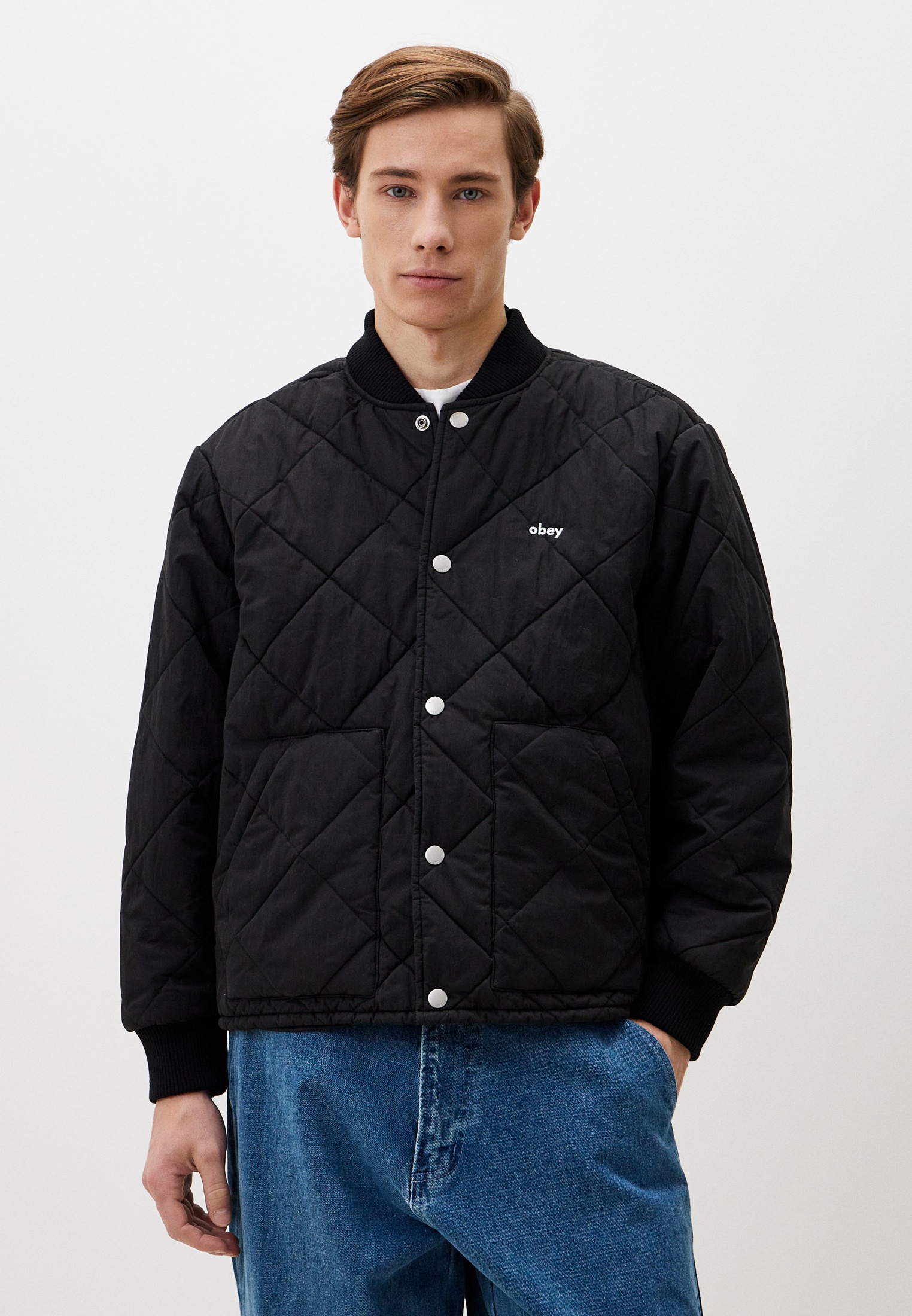 Куртка стеганая Obey DEVON, цвет: черный, RTLADY843101 — купить в интернет-магазине Lamoda