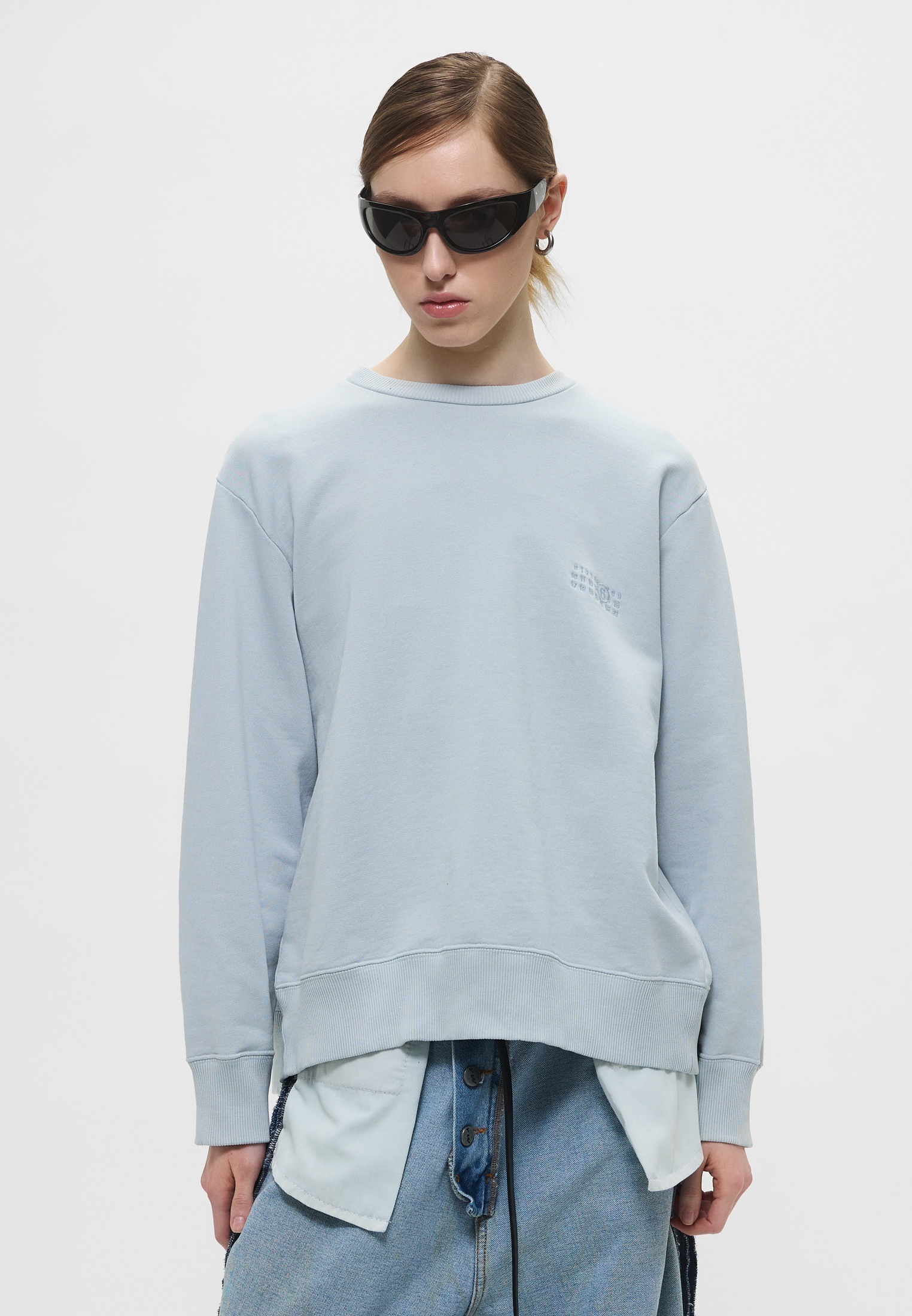 Свитшот MM6 Maison Margiela, цвет: голубой, RTLAED428401 — купить в ...