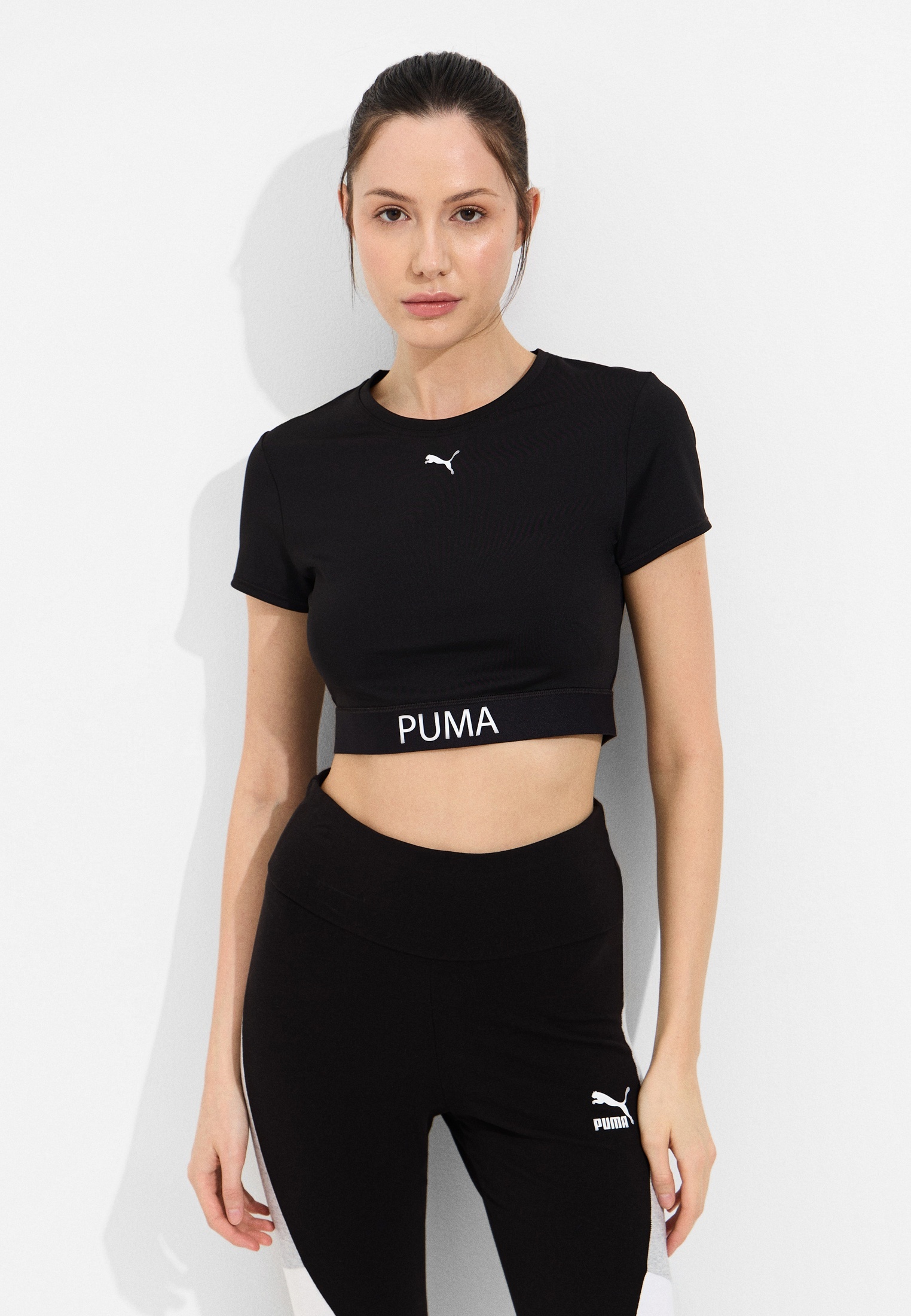 Топ спортивный PUMA W PUMA STRONG TEE - SHORT, цвет: черный ...