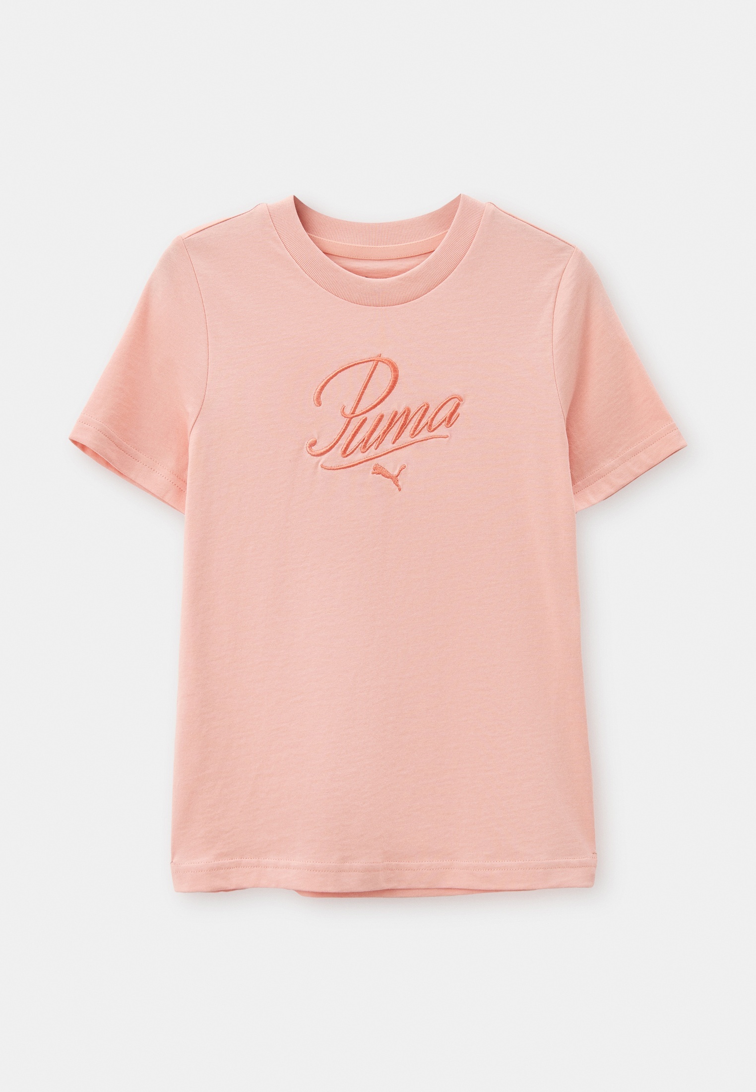 Футболка PUMA ESS SCRIPT Tee G, цвет: коралловый, RTLAEH417301 — купить в интернет-магазине Lamoda