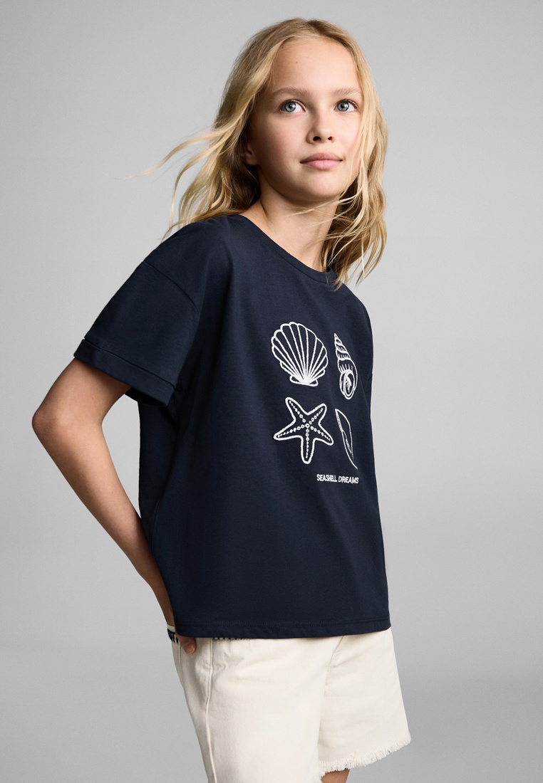 Футболка Mango Kids SEASHELL, цвет: синий, RTLAEH544901 — купить в ...