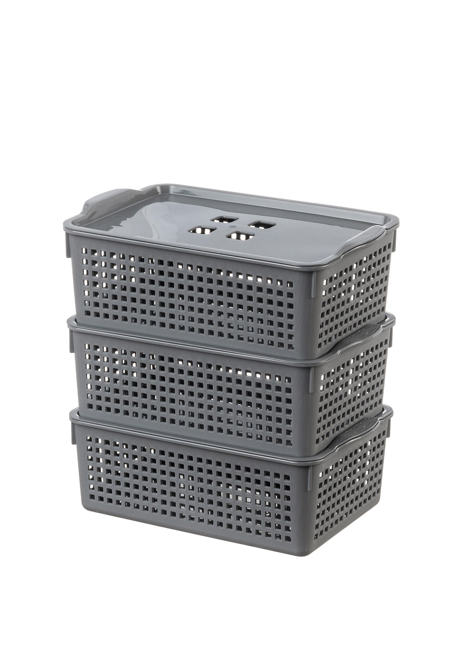 Комплект корзин Elcasa 3,8 л 3 шт, Лофт, цвет: серый, XD001XU002MW ...